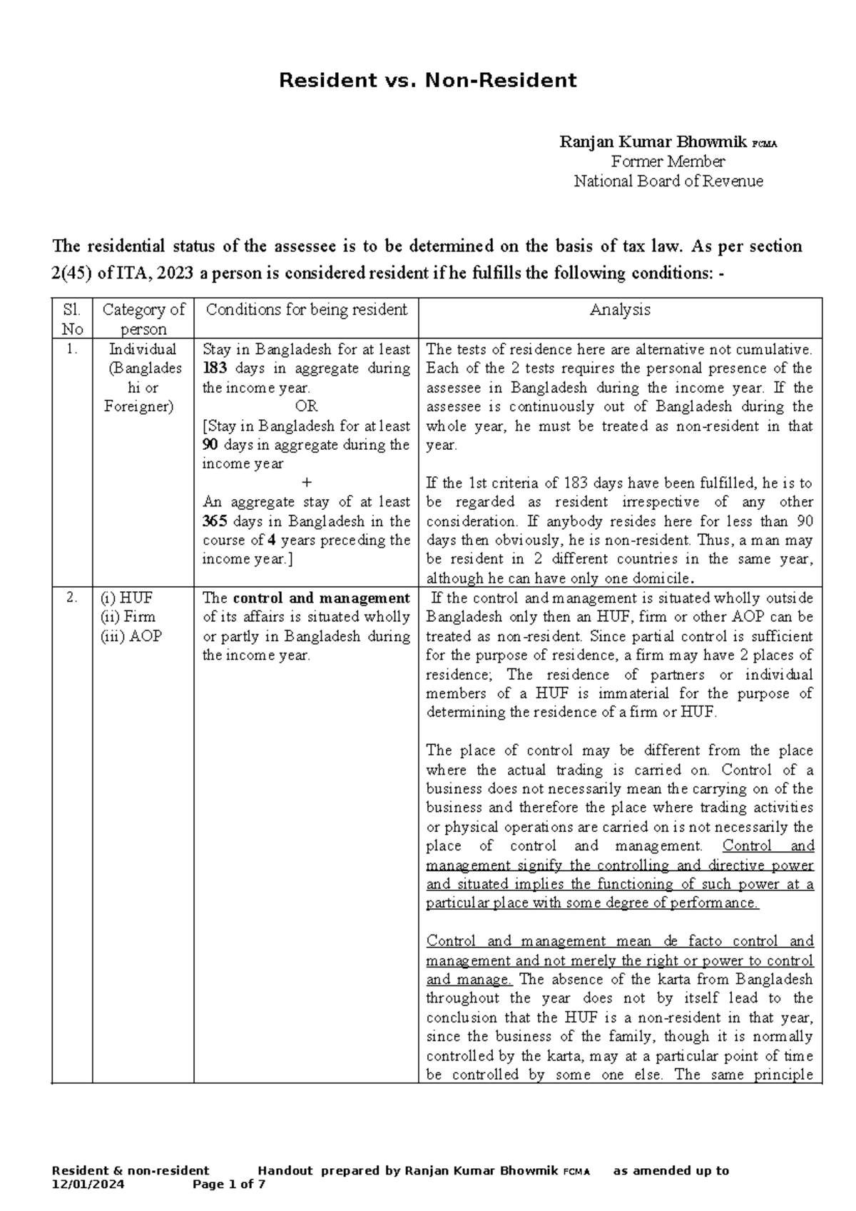 Resident vs Non-Resident: Tax Implications and Analysis in ITA 2023 ...