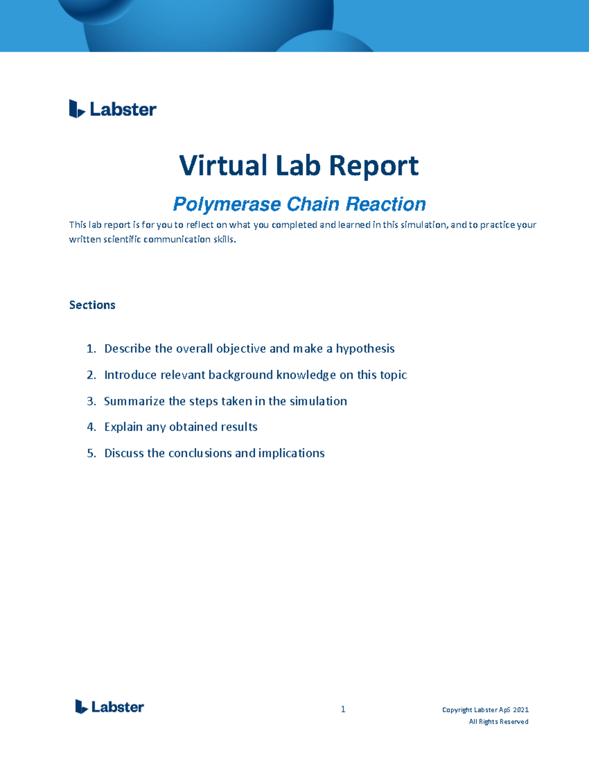 PCR Lab Report - Polymerase Chain Reaction Simulation Analysis - Studocu