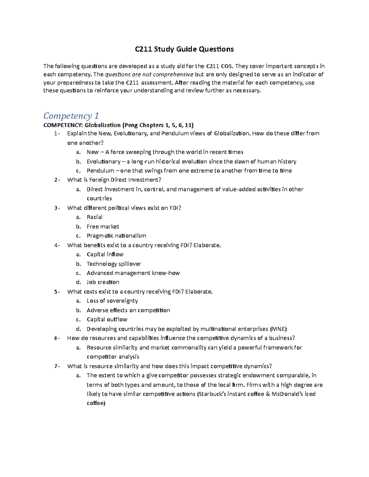 C211 Study Guide: Key Questions for Exam Preparation - Studocu