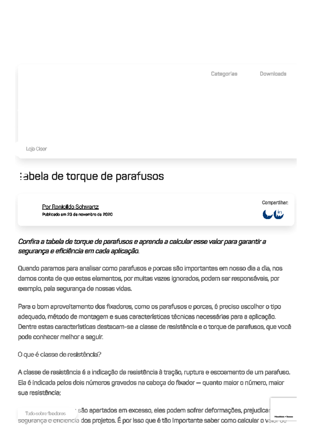 Torque de Parafusos: Cálculo e Importância na Segurança - Ciser - Studocu