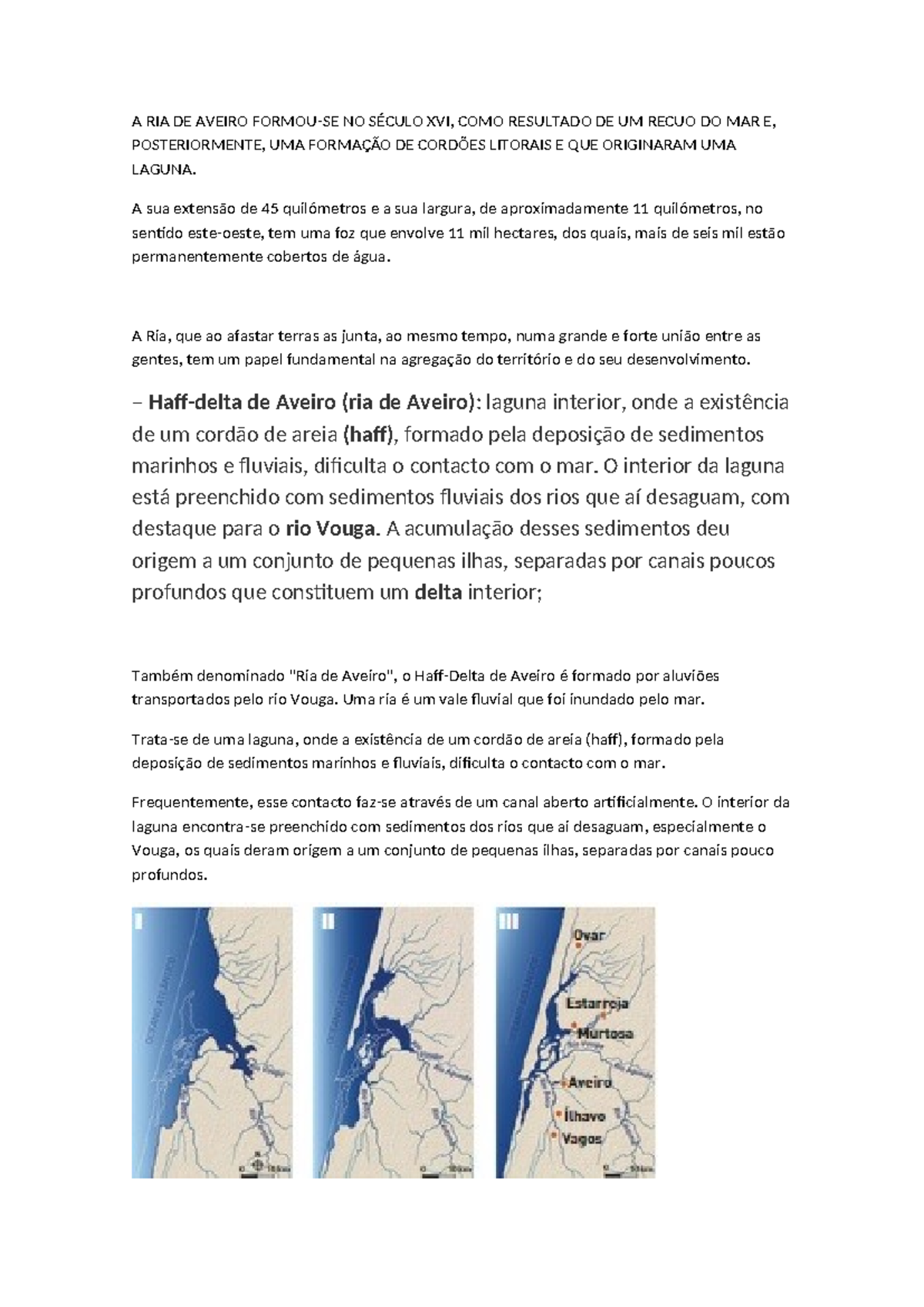 A Ria de Aveiro: Formação e Importância do Haff-Delta - Studocu