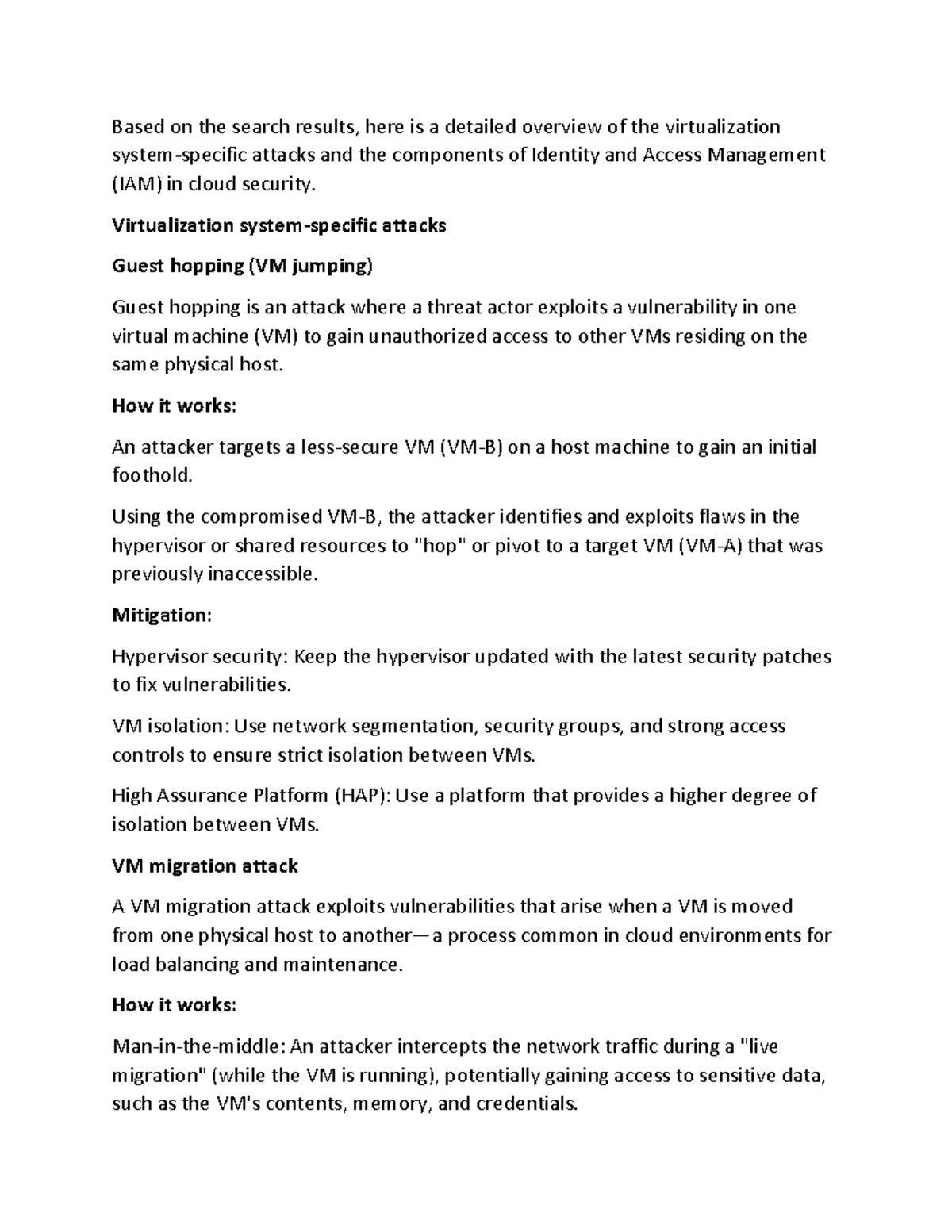 UNIT V Notes: Overview of Virtualization Attacks & IAM in Cloud ...