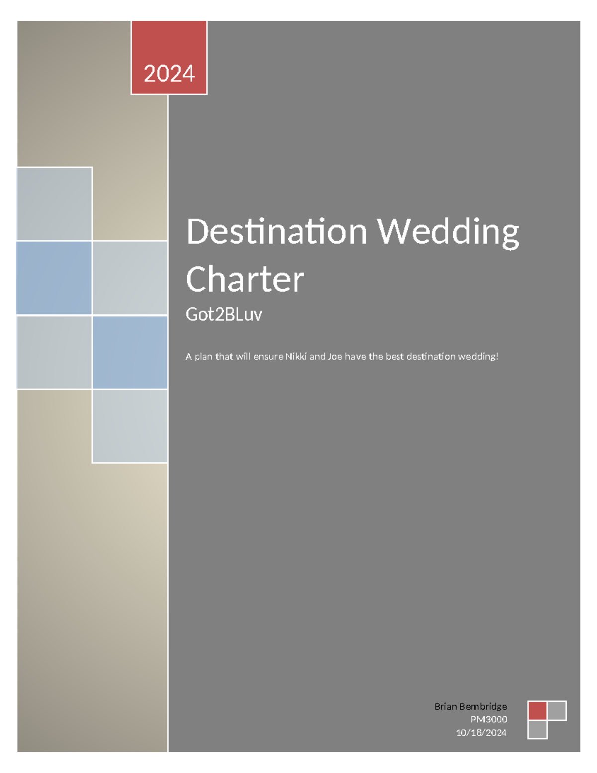 PM3000 Final Project Plan: Destination Wedding for Nikki & Joe - Studocu