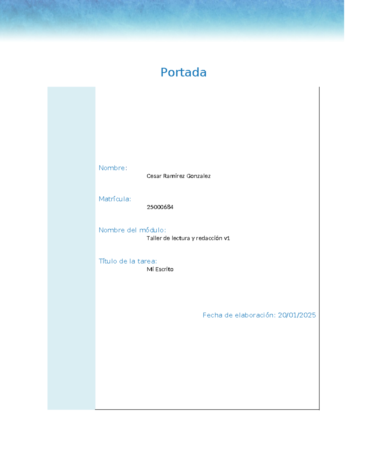 TAREA UNIDAD 3: Mi Escrito - Taller de Lectura y Redacción V1 - Studocu