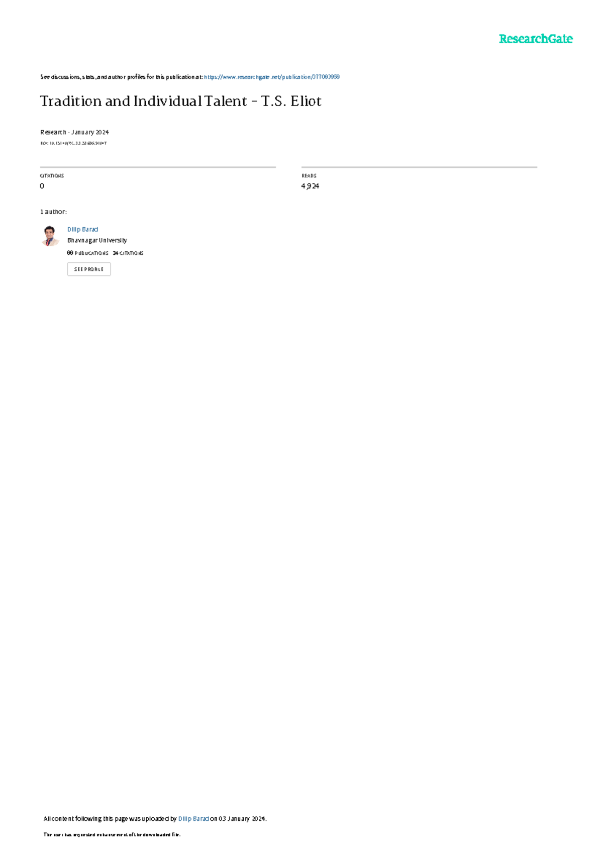 Tradition and individual talent - See discussions, stats, and author ...