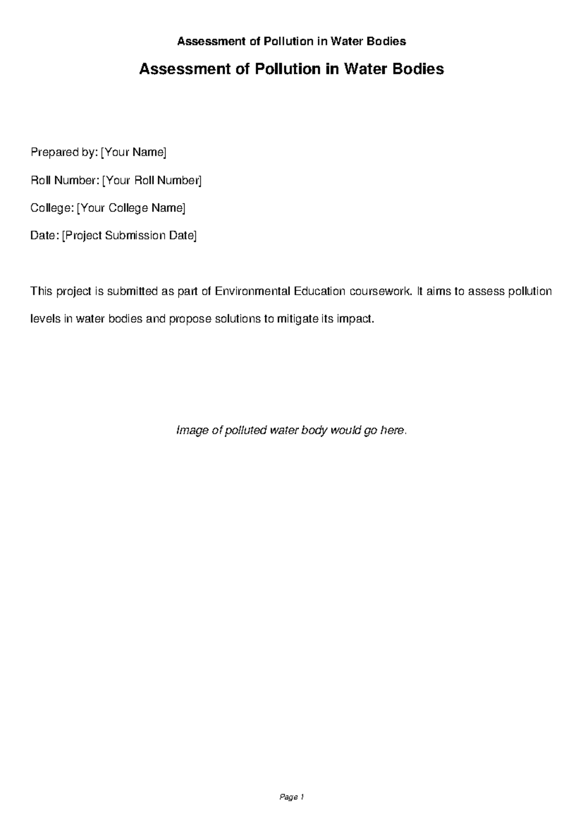 ENVS 101: Water Pollution Assessment Project Report - Studocu