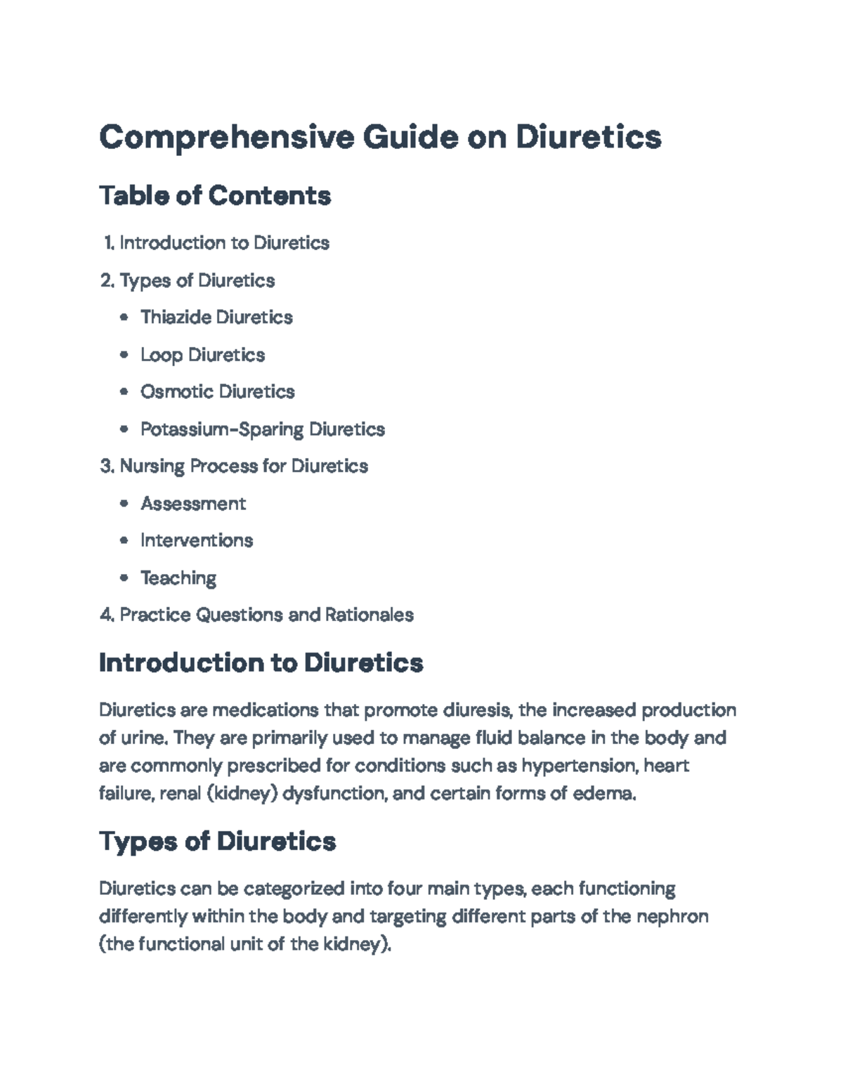 Comprehensive Nursing Guide on Diuretics: Uses, Types & Interventions ...