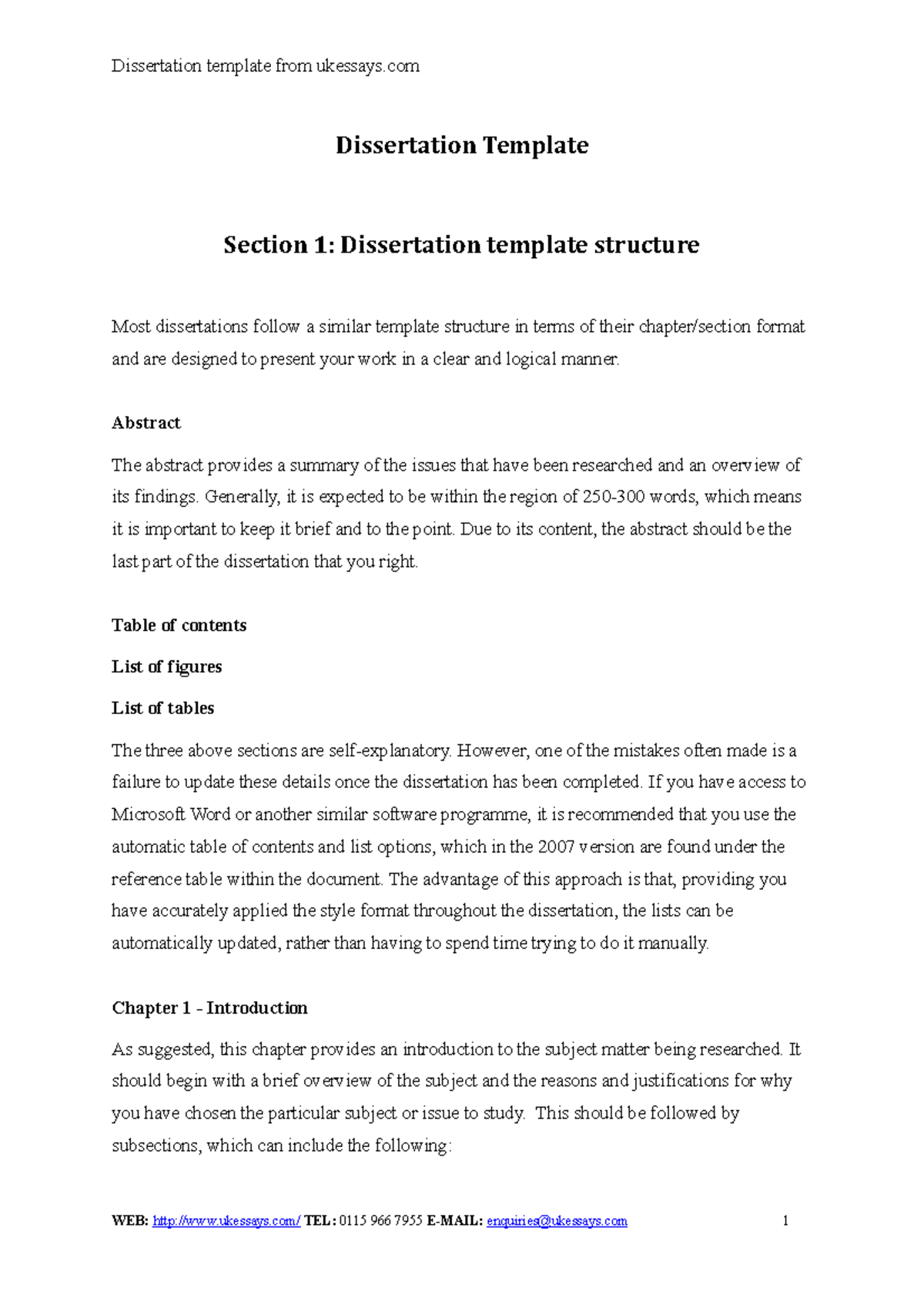 Dissertation Template Guidelines and Structure Overview - Studocu