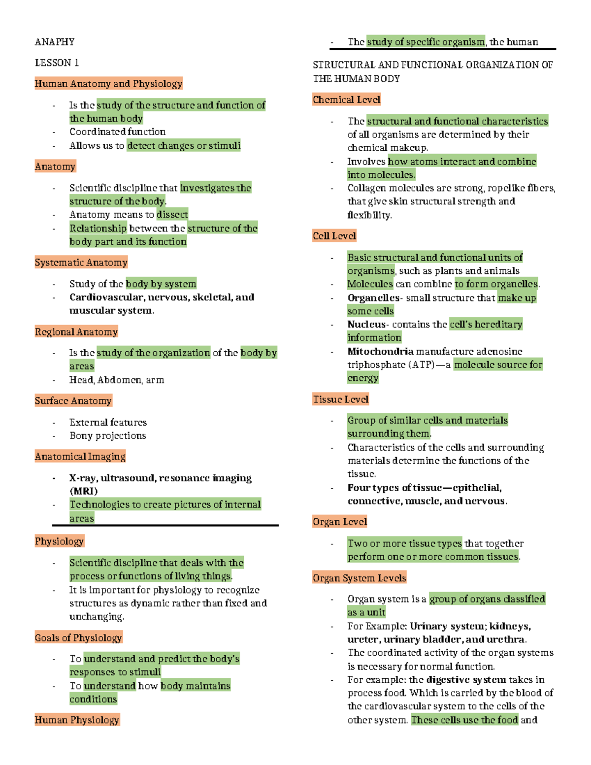 ANAPHY CH 1-3: Intro to Human Anatomy, Physiology & Neurotransmitters ...