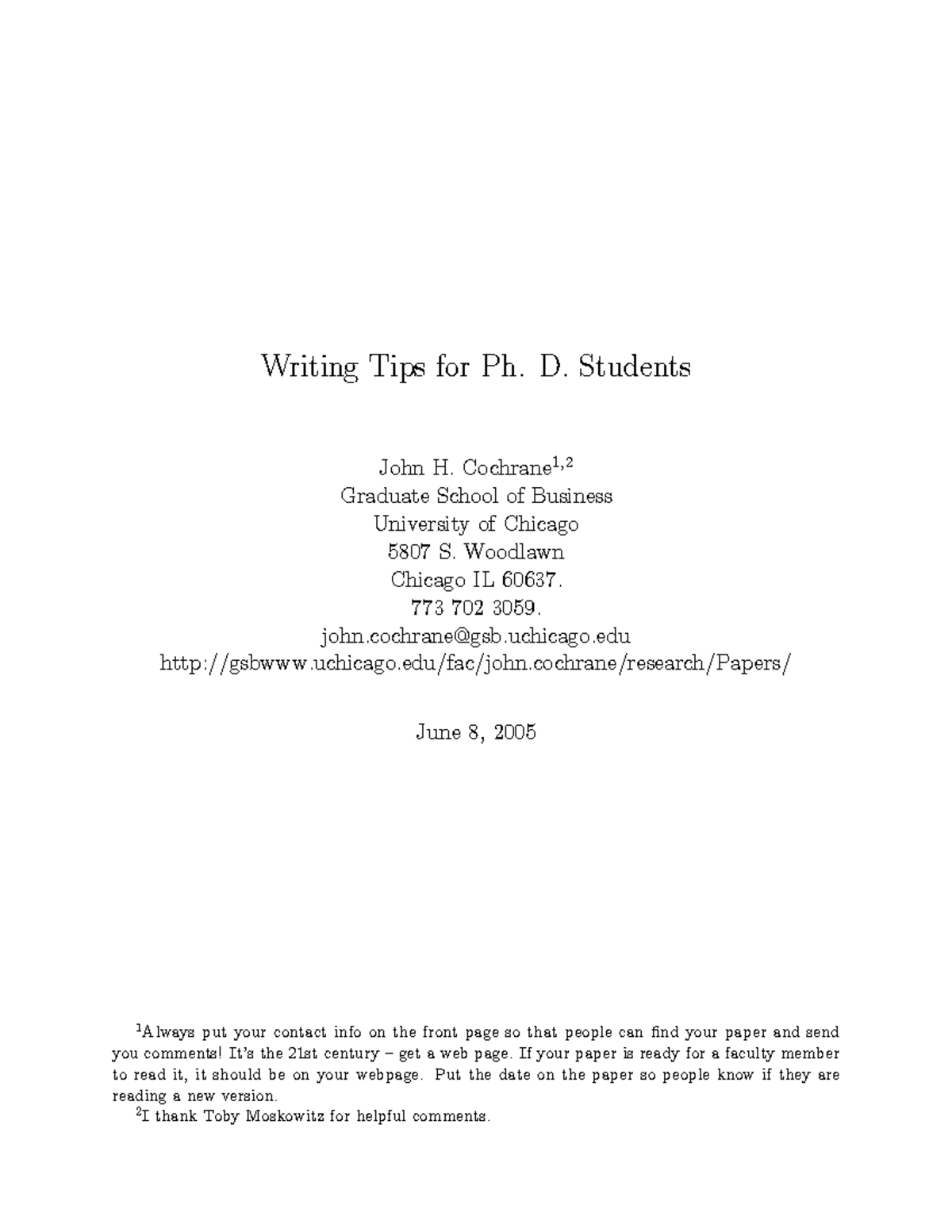 PhD Writing Tips: Enhancing Your Research Paper Skills - Studocu