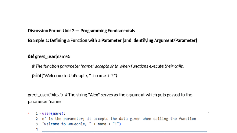 DF EX1-5: Discussion Forum Unit 2 - Python Functions & Scope - Studocu