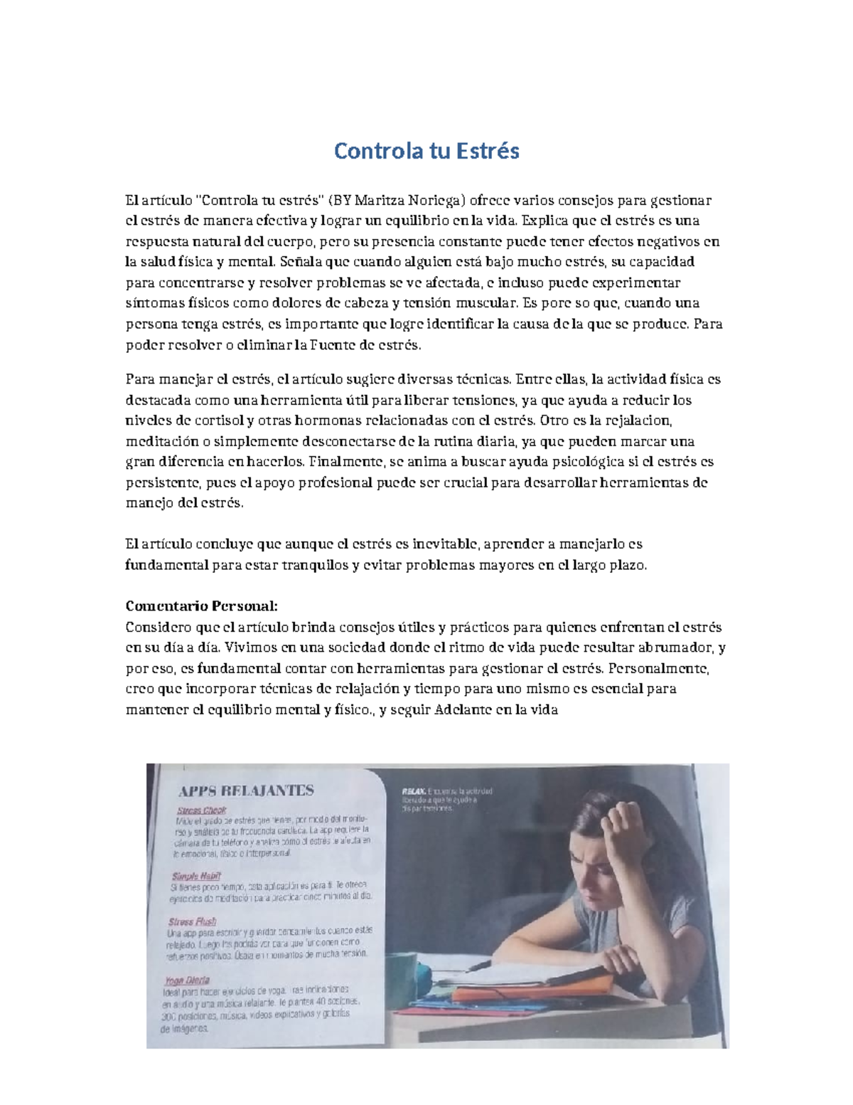 Controla tu Estrés - Técnicas y Consejos Prácticos - Studocu
