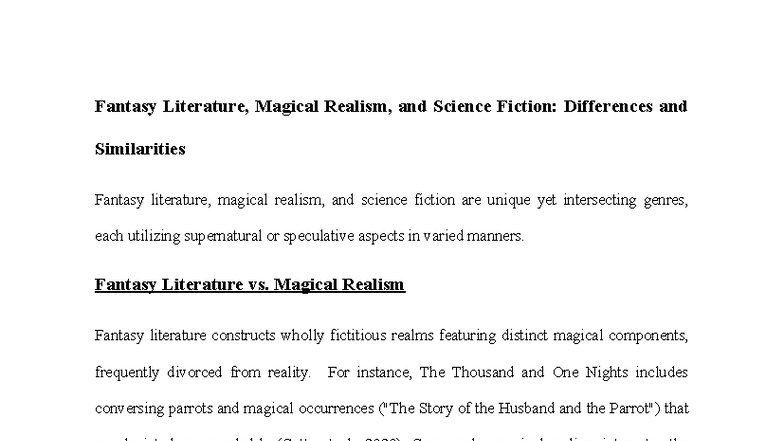 Discussion Forum Unit 7: Fantasy Lit, Magical Realism & Sci-Fi Analysis ...