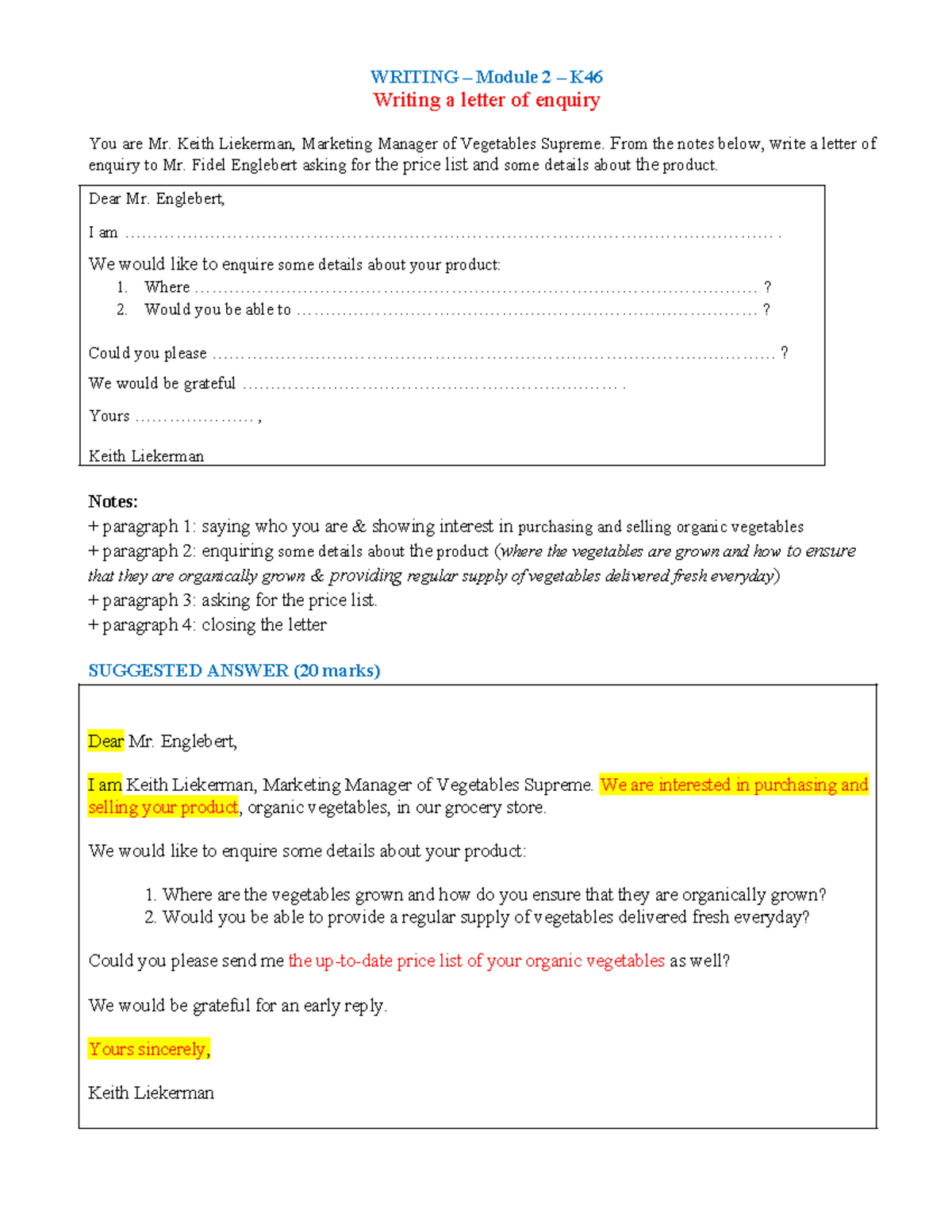 Writing-Module 2 - K46 - english - WRITING – Module 2 – K Writing a ...