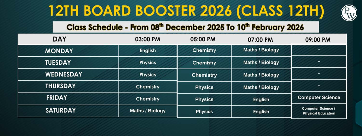 12TH BOARD BOOSTER 2026 (CLASS 12TH) Class Schedule Overview - Studocu