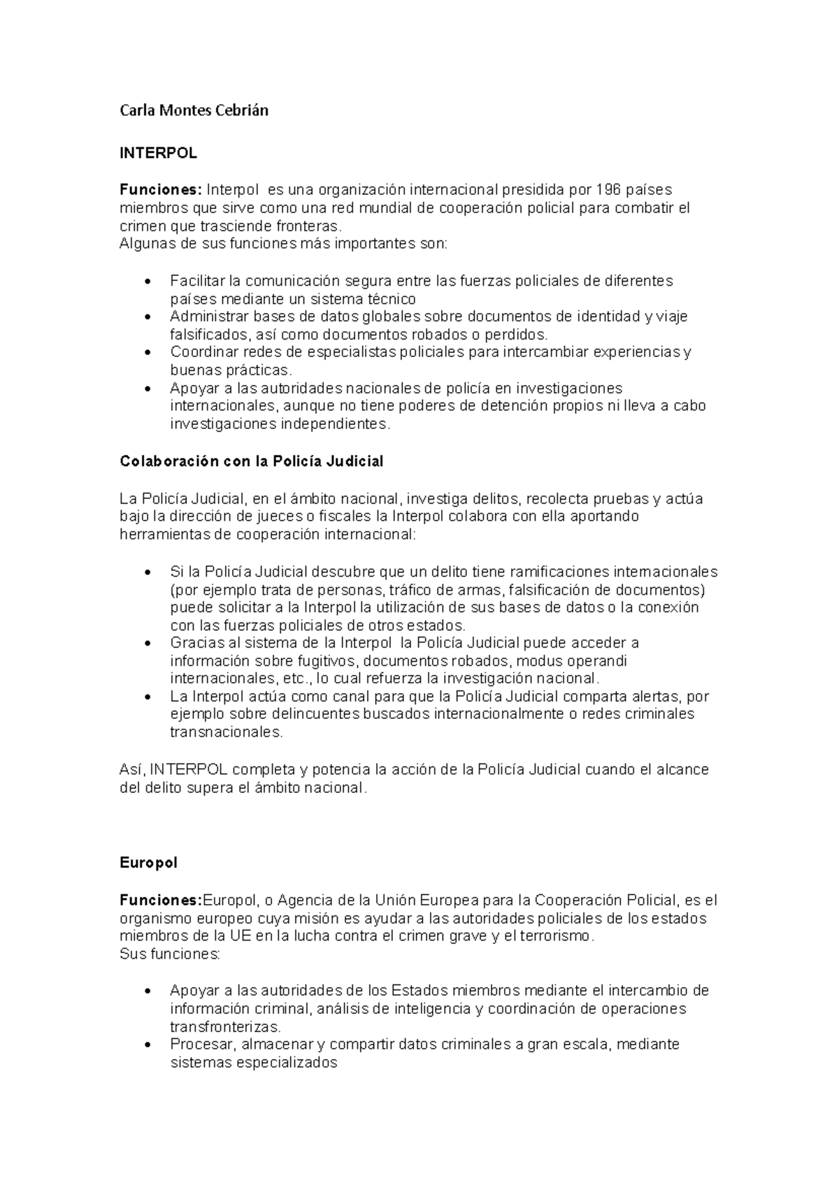 Práctica 6: Funciones de INTERPOL y Europol en la Cooperación Policial ...