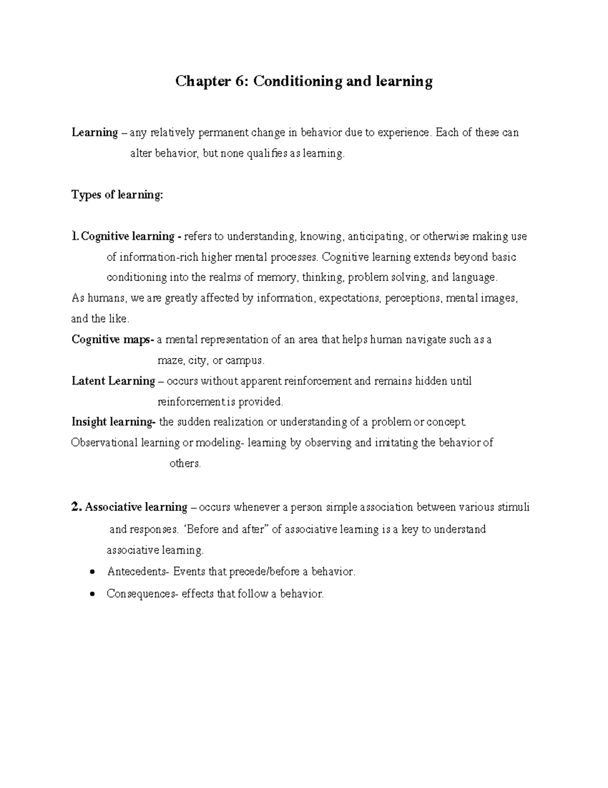 PDF Chapter 6 Learning PSY - Chapter 6: Conditioning and learning ...