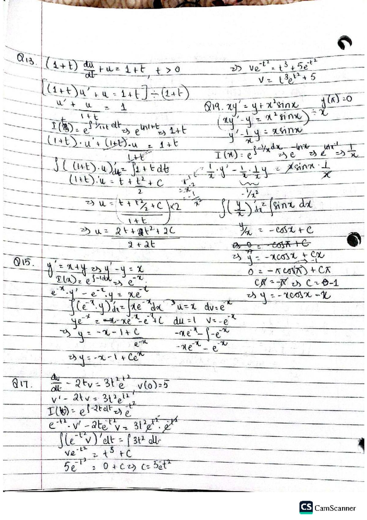 Linear Differential Equations Practice - Q13 & Q15 Solutions - Studocu