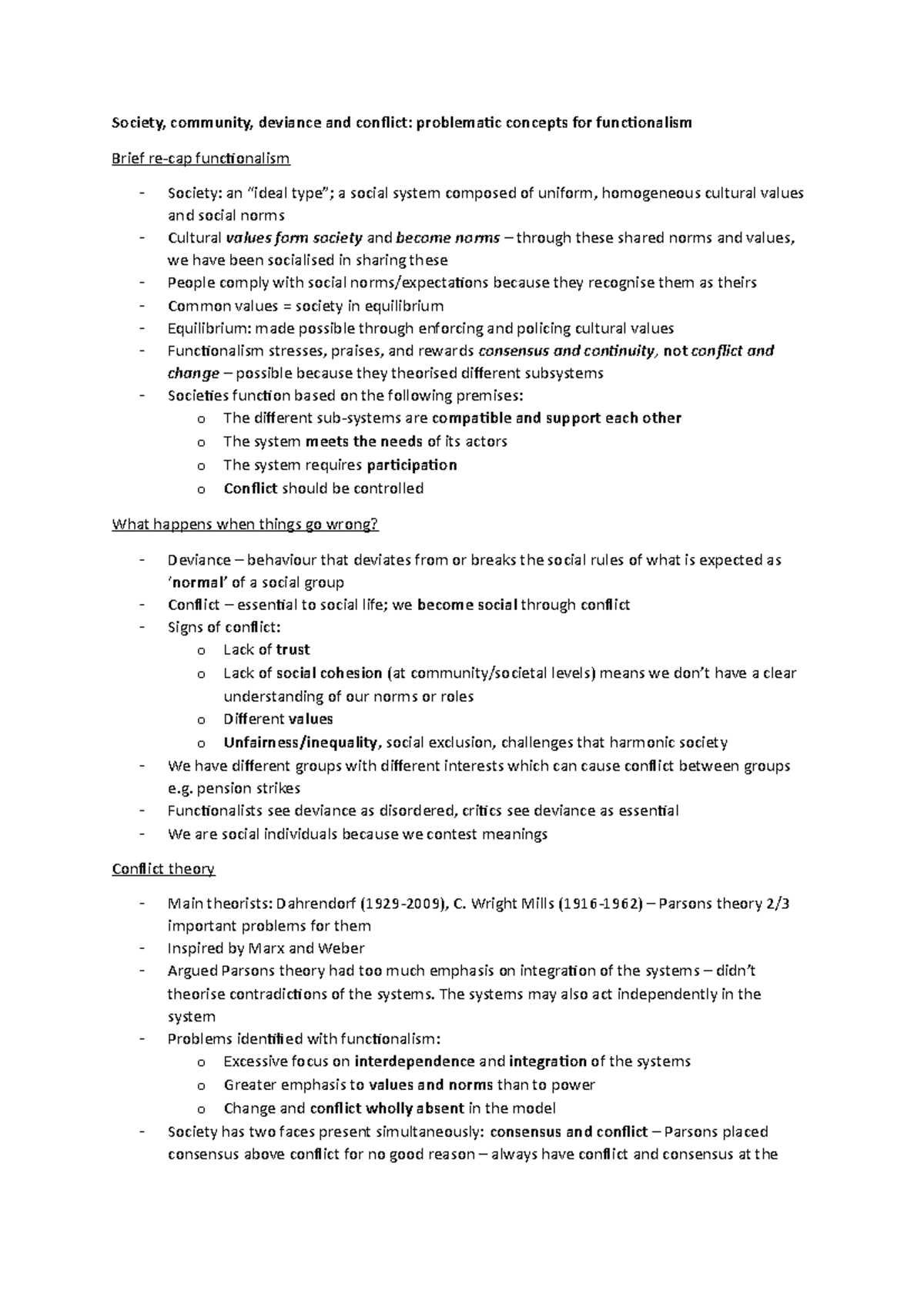 Lecture 5 Society, community, deviance and conflict - Society ...