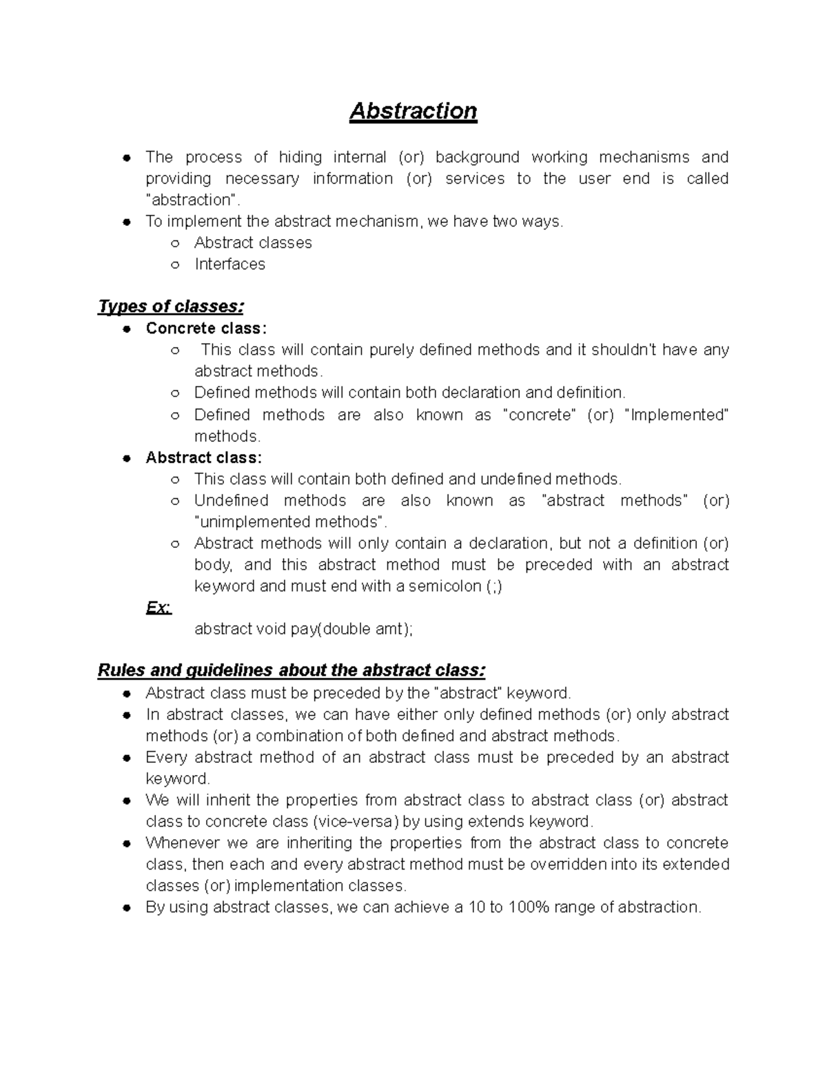 CS101 Lecture Notes: Understanding Abstraction in OOP - Studocu