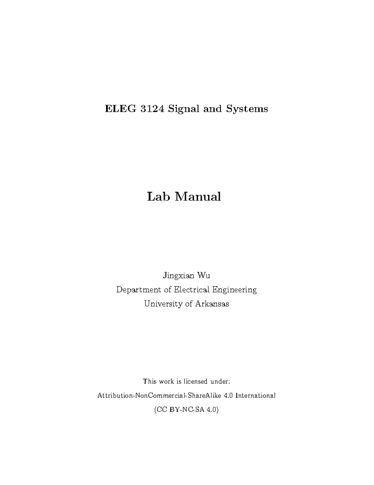 ELEG 3124 Final Lab Manual: Introduction to Matlab Basics - Studocu