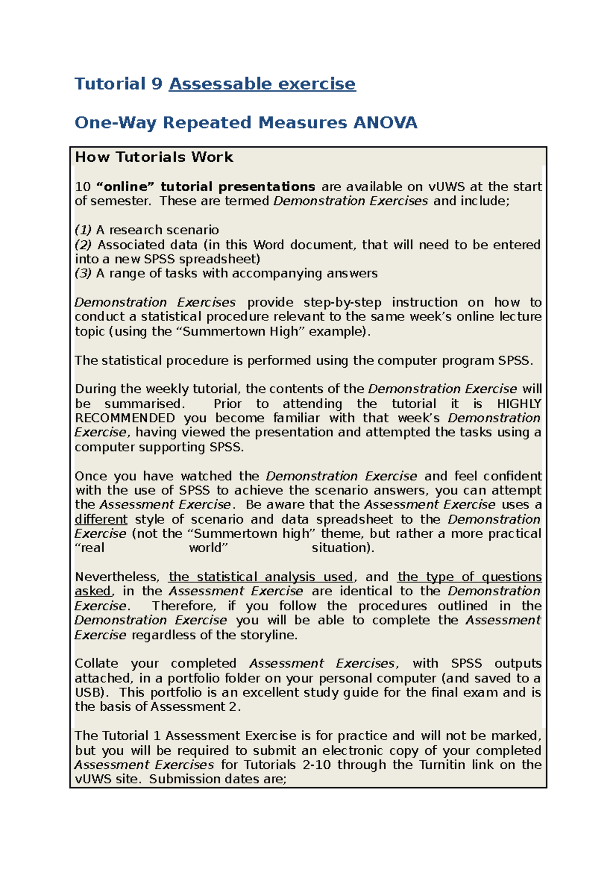 2021 Tutorial 9 Assessment Exercise - Tutorial 9 Assessable exercise ...