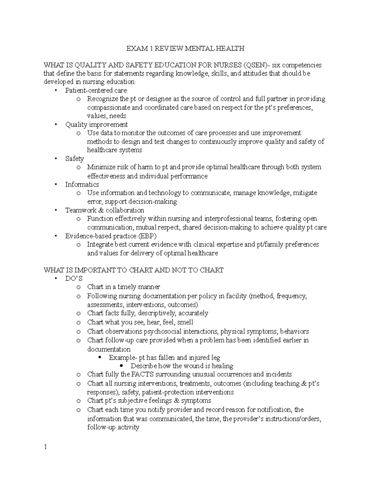 EXAM 1 Review Mental Health - EXAM 1 REVIEW MENTAL HEALTH WHAT IS ...