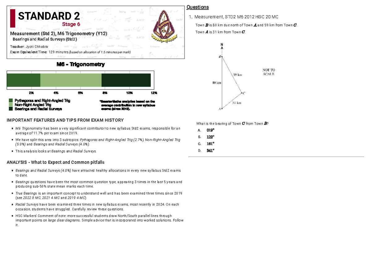 Non-rightangled Trigonometry: Measurement & Bearings (STD2 M6) - Studocu
