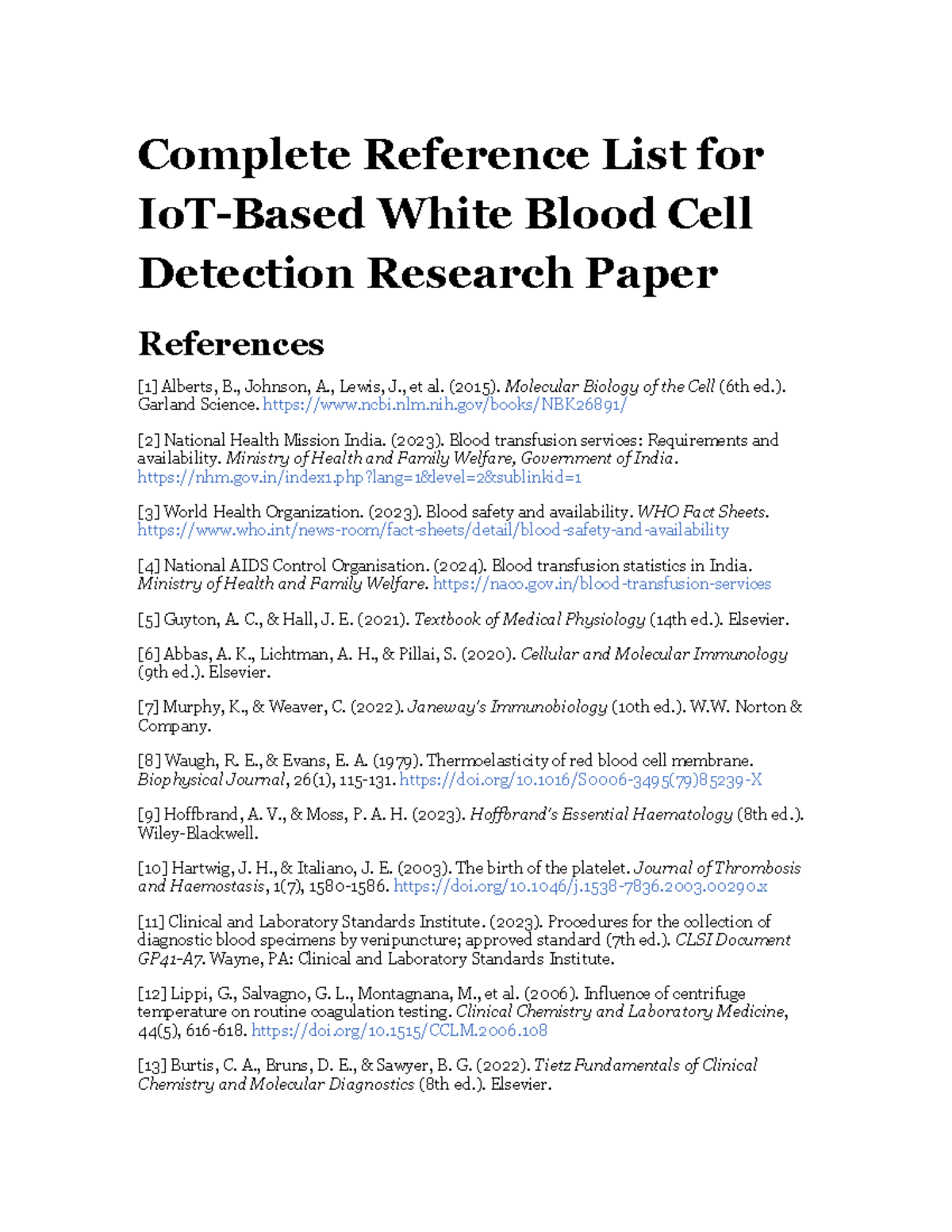 WBC Detection Research Paper References (Course Code: WBC-101) - Studocu