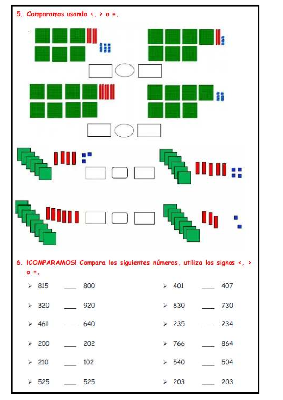 Anexos - Sesión 5: Comparación y Ordenación de Números en Matemáticas ...