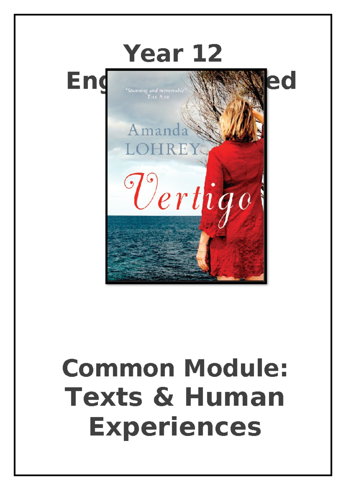 2024 Year 12 English Advanced (12ENA) Workbook: Exploring Vertigo and ...