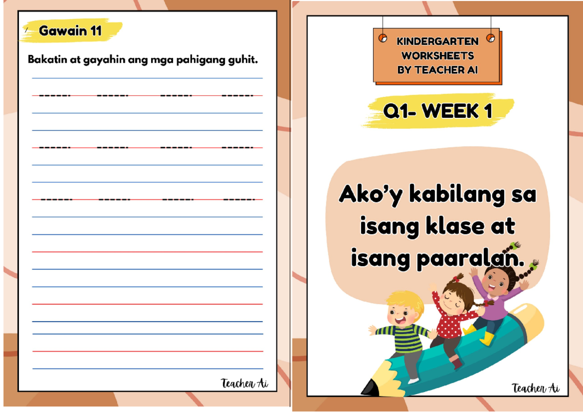 Kinder Matatag Worksheet WEEK 1 for Kindergarten Activities - Studocu