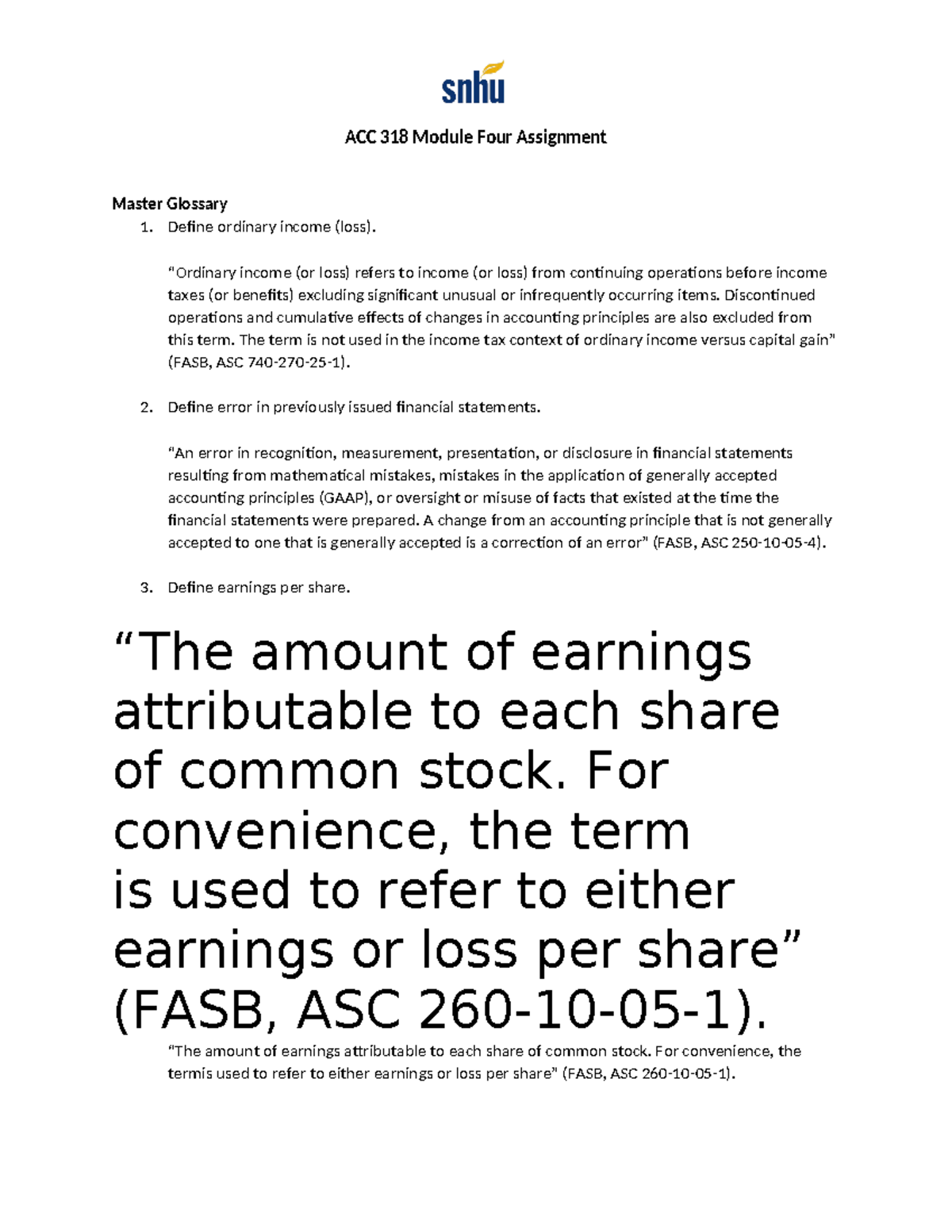 ACC 318 Module 4 Glossary: Key Terms in Financial Accounting - Studocu
