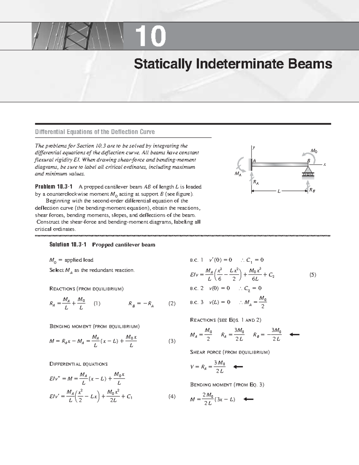 Statically Indeterminate Beams - Differential Equations of the ...