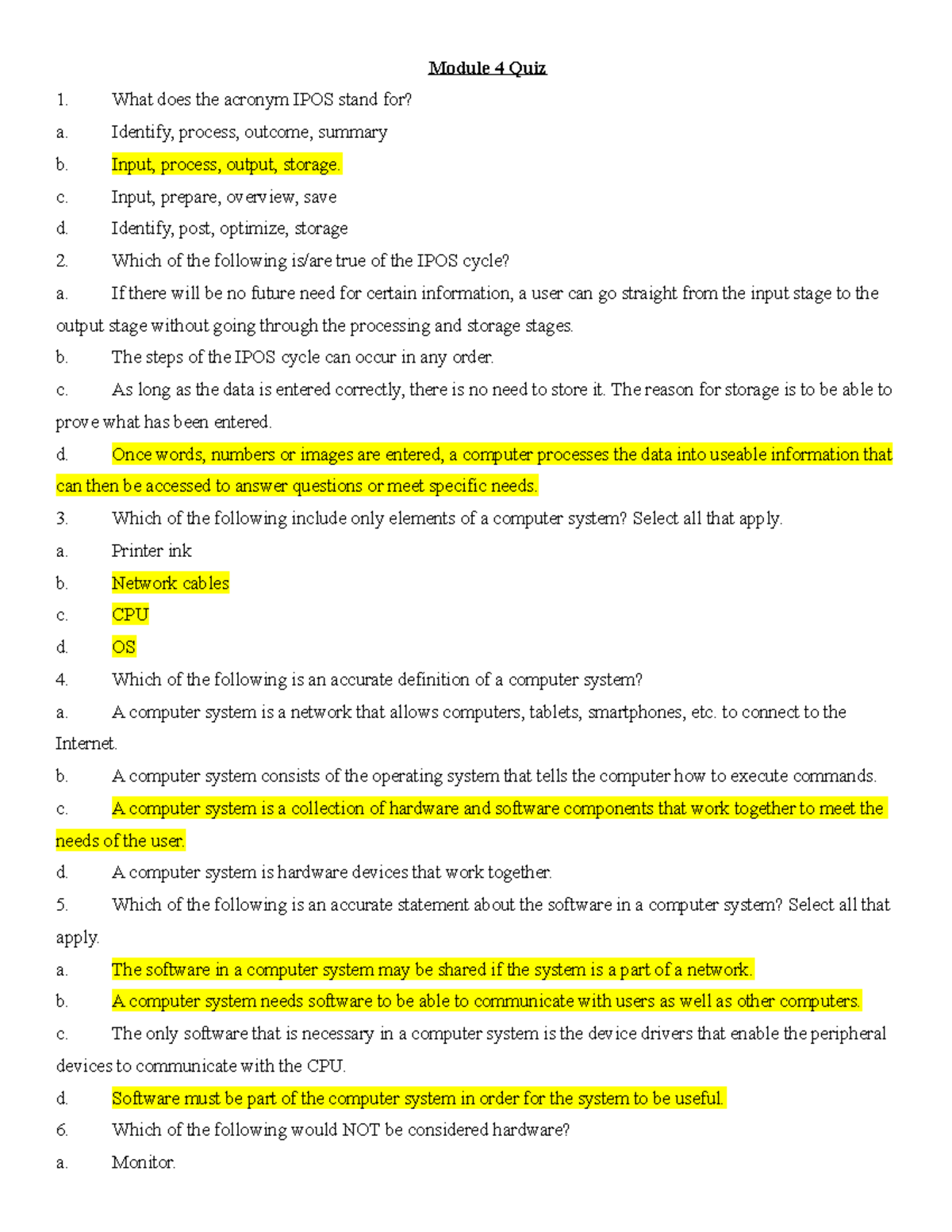 Quiz 2016: Module 4 Questions and Answers Analysis - Studocu