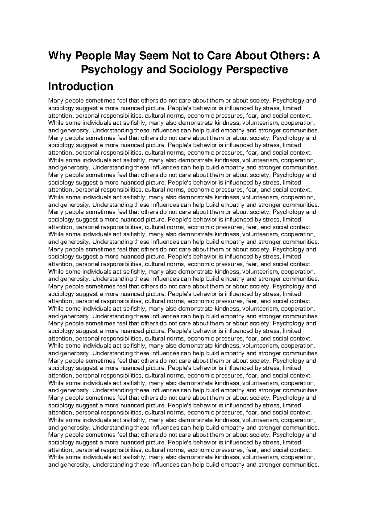 Psychology & Sociology Insights: Understanding Indifference - Studocu