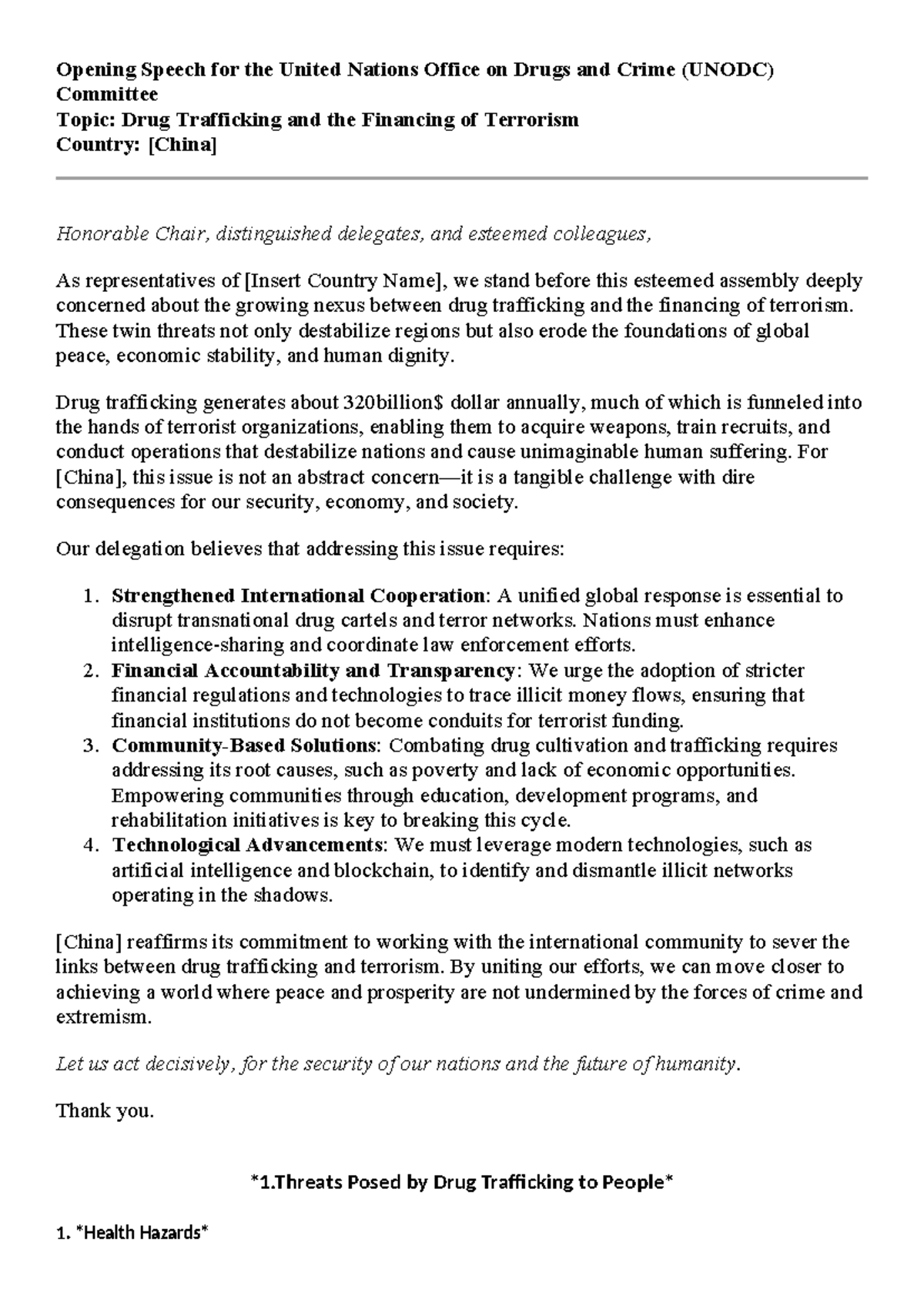 MUN 101: Moderated Caucus Topics on Drug Trafficking and Terrorism ...