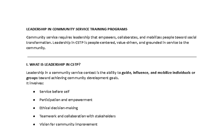 Leadership Theories and Practices in Community Service Training ...