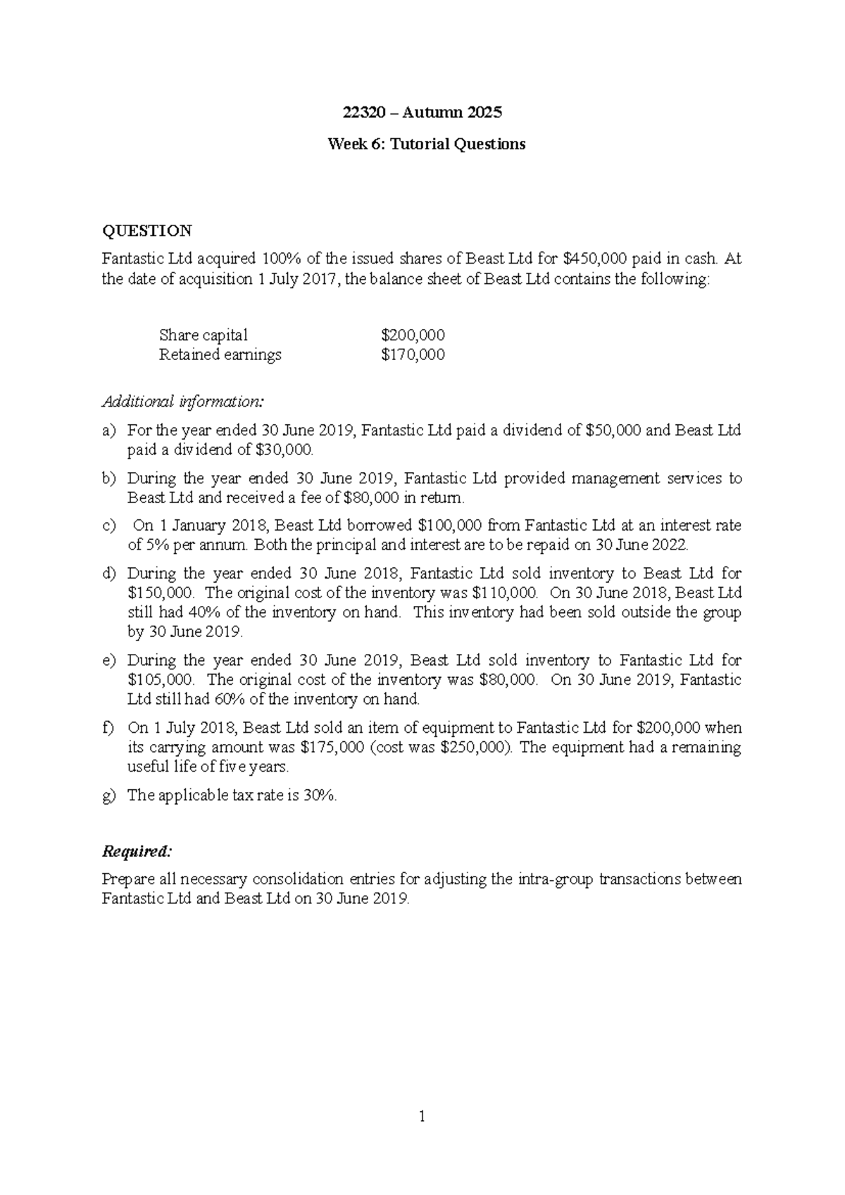 22320 Tutorial questions Week06 2025AUT - 22320 – Autumn 2025 Week 6 ...