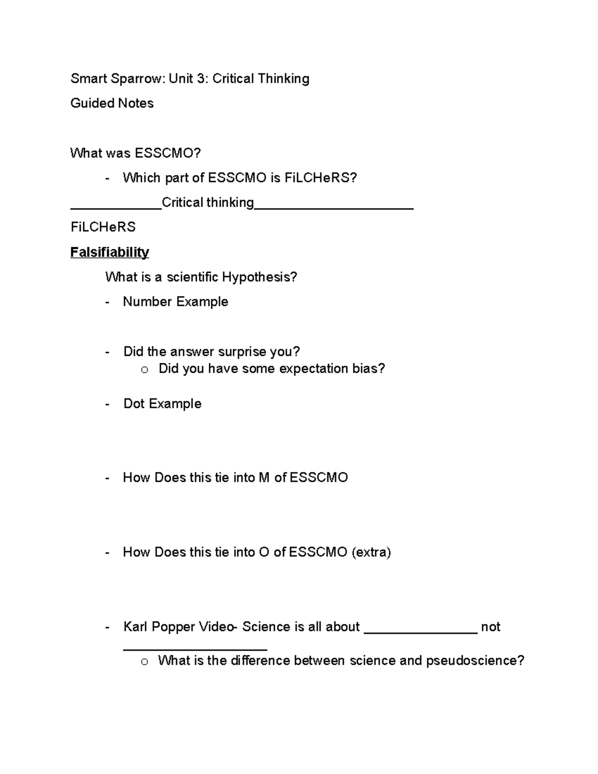 Guided Notes 3- Critical Thinking - Smart Sparrow: Unit 3: Critical ...