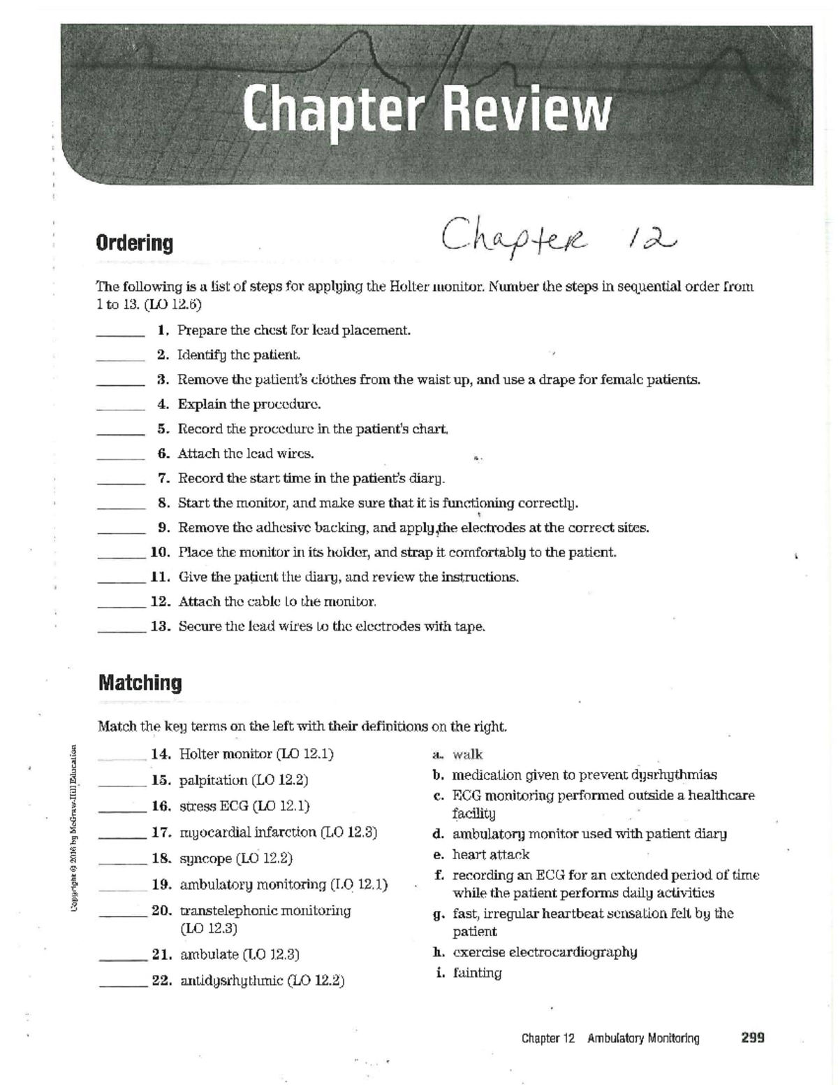 Chapter 12: Holter Monitoring Steps & Patient Education (LO 12) - Studocu