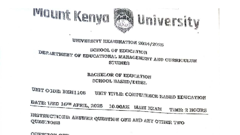 BEM1108 - CBE 3 Past Paper for Competency Based Education - Studocu