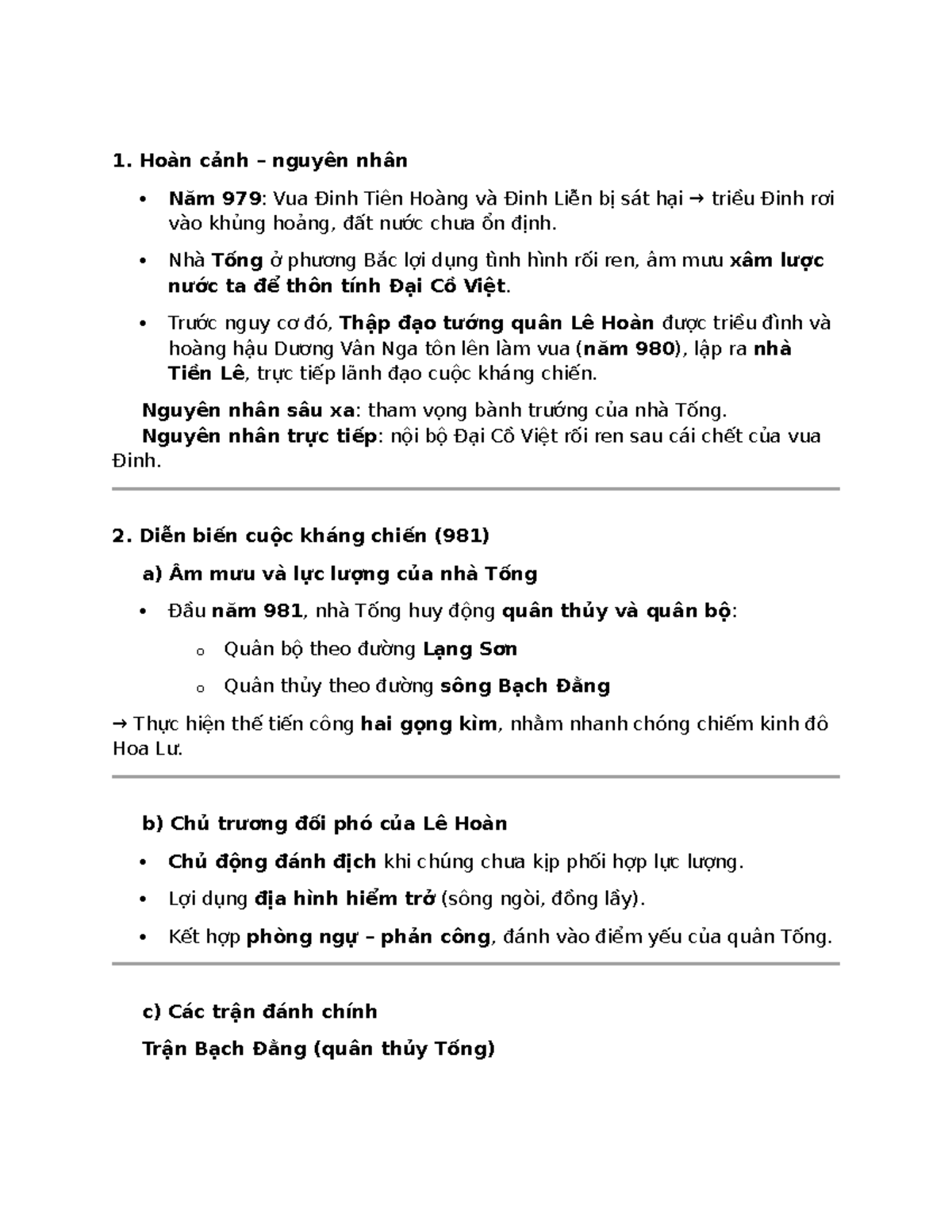 Kháng Chiến Chống Tống Năm 981: Lê Hoàn và Chiến Thắng Lịch Sử - Studocu