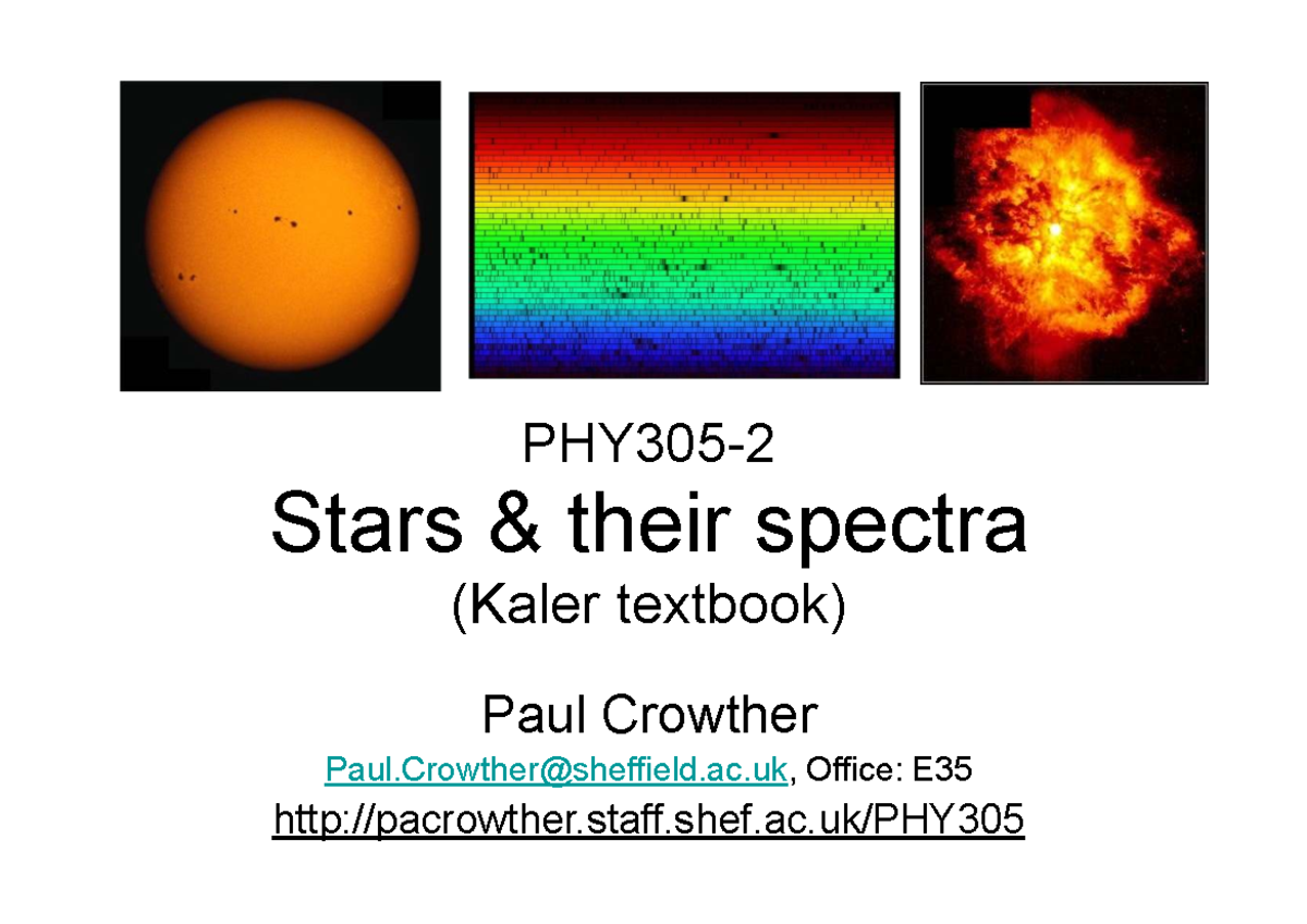 Spectral Classification of Stars: Insights from PHY305-2 Slides - Studocu