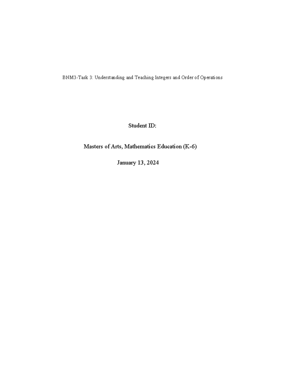 BNM3-Task 3: Teaching Integers & Order of Operations Insights - Studocu