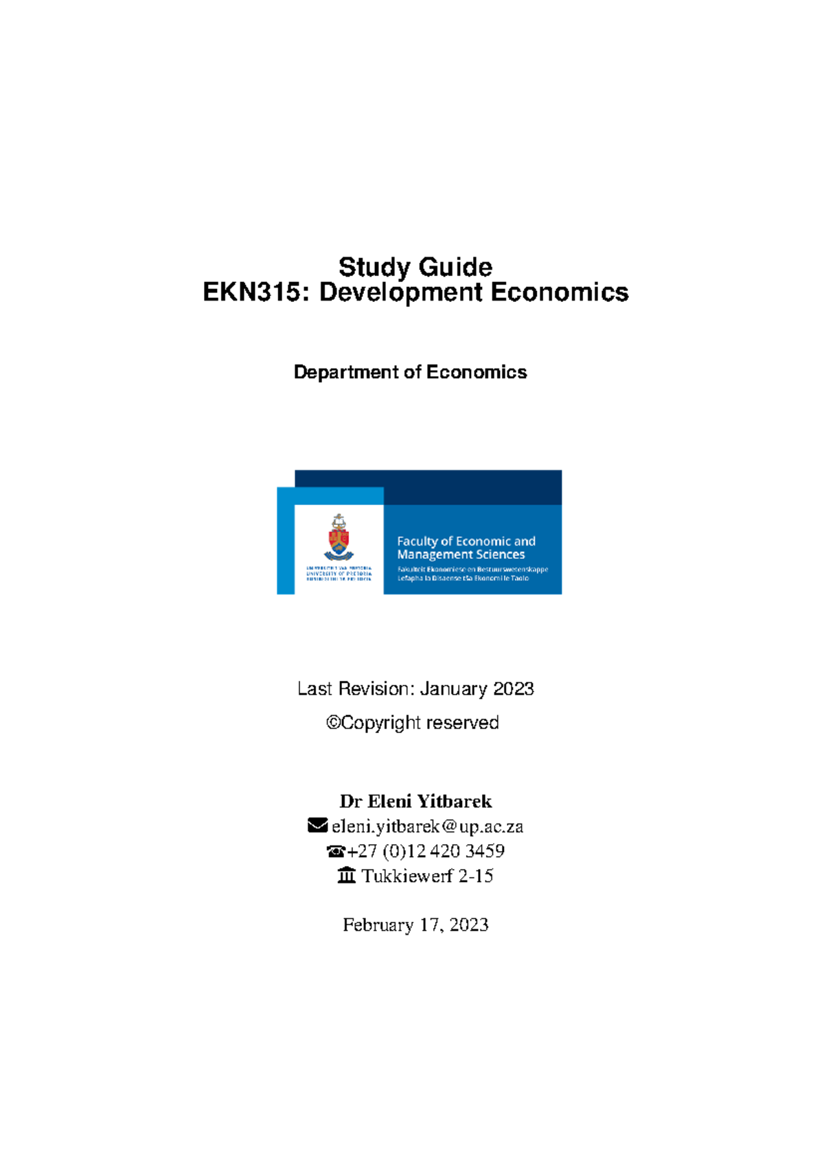 EKN315 Development Economics Study Guide 2023: Key Concepts & Info ...