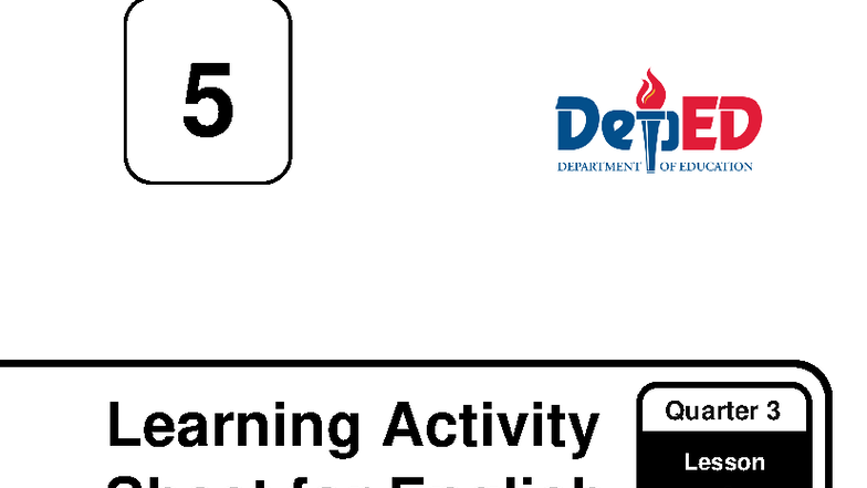 Q3 LAS English 5: Lesson 1 (Week 1) - Nian Monster Story Activities ...