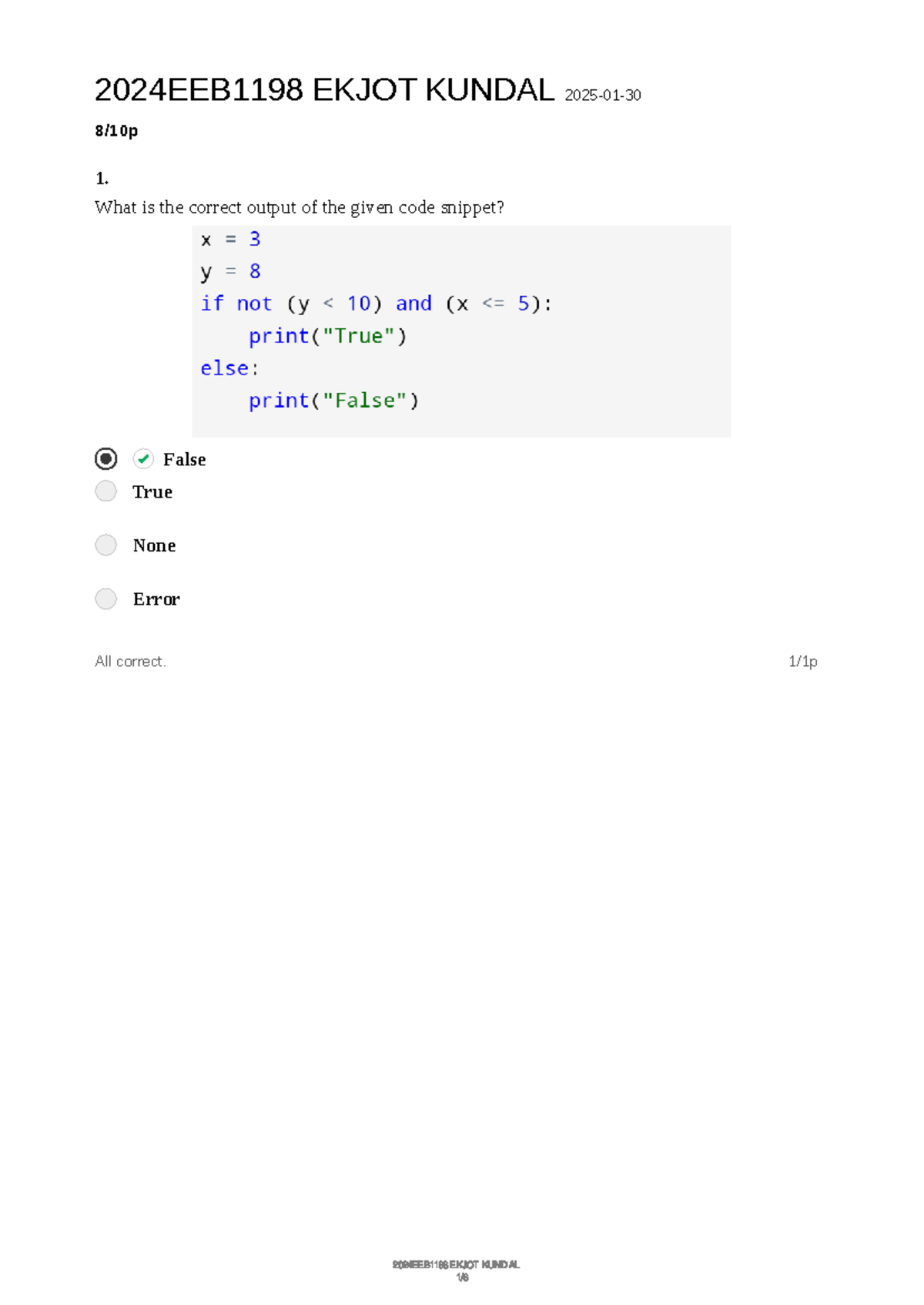 2024EEB1198 Python Code Output Analysis and Answers - Studocu