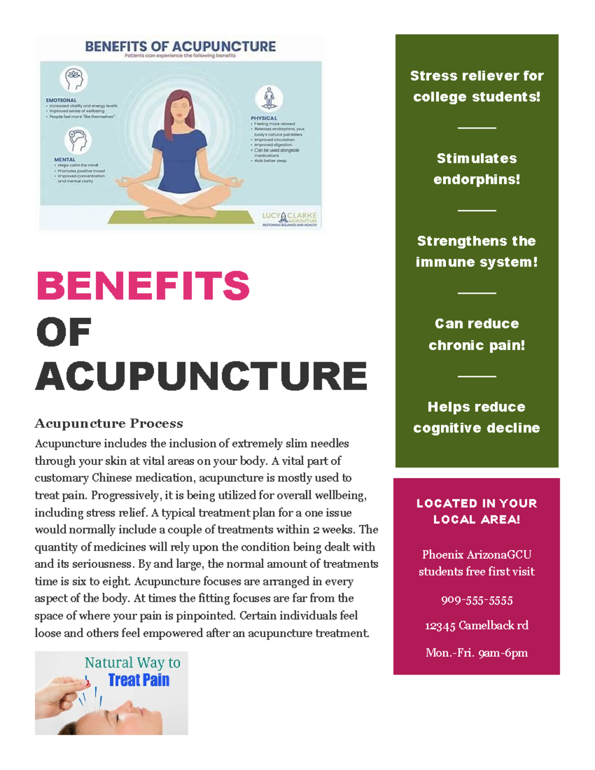 Health poster - BENEFITS OF ACUPUNCTURE Acupuncture Process Acupuncture ...