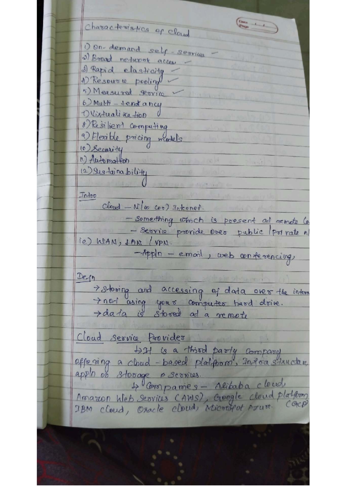 Characteristics of Cloud Computing (Course Code: CGCD) - Studocu